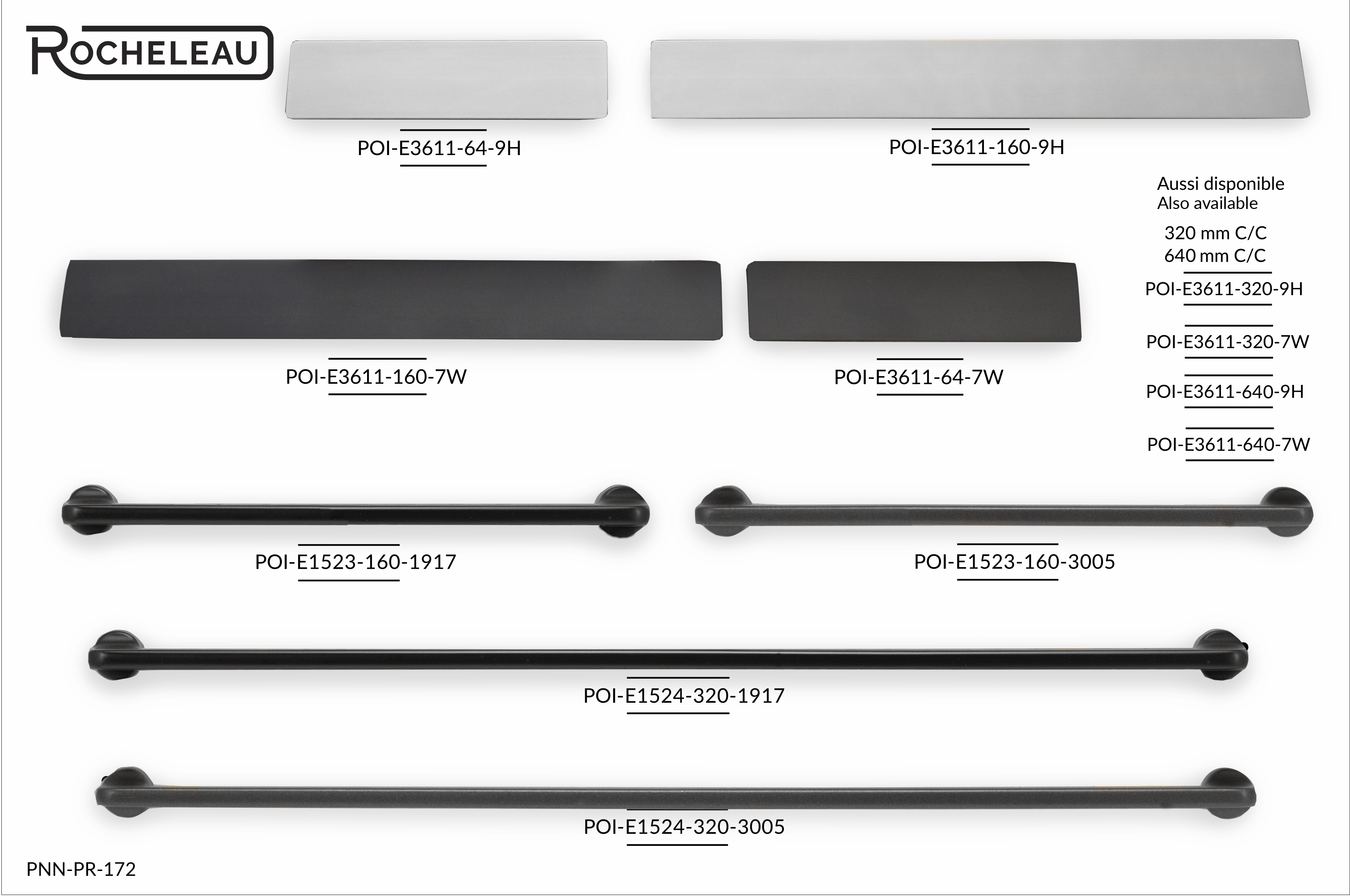 Handle E3611 matte black 160 mm - Paul Rocheleau Inc.