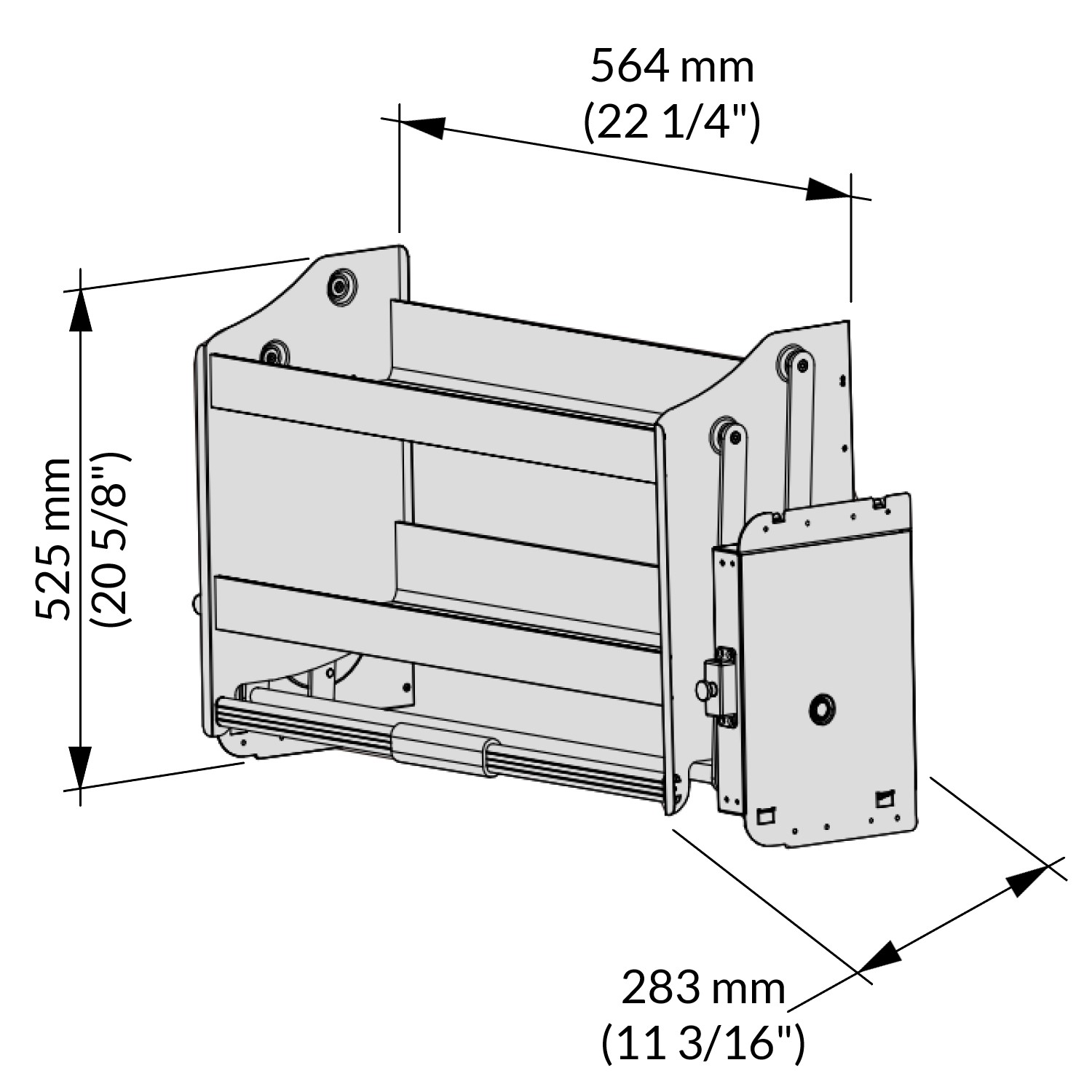 Système d'étagères escamotables armoire du haut 600 mm, gris - Paul ...